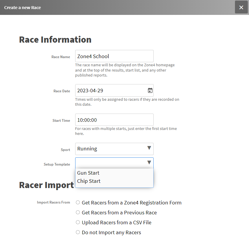 Intro to Zone4 Timing → Creating a Race File - Zone4 Help